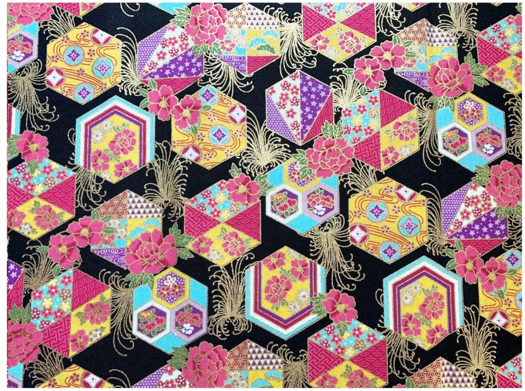 HJ2111 Kikko pattern hexagonal gold Japan fabric sell by the roll ...